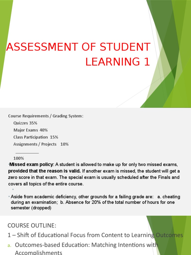 Assessment of Student Learning 1 | PDF | Educational Assessment | Test ...