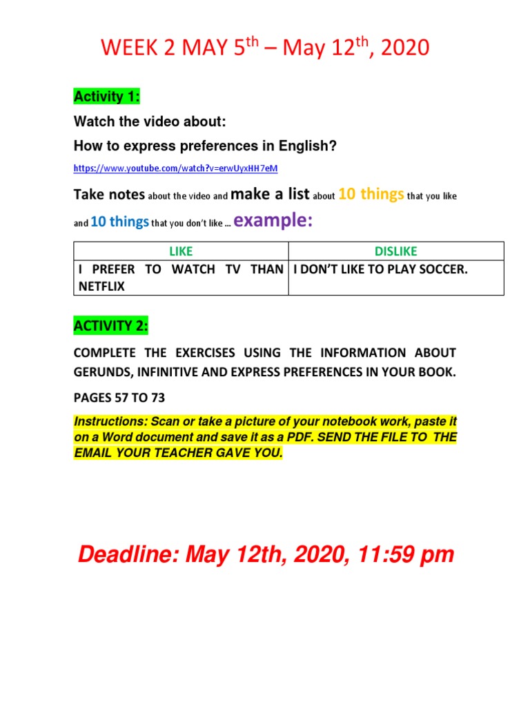 Expressing Preferences in English Activities | PDF
