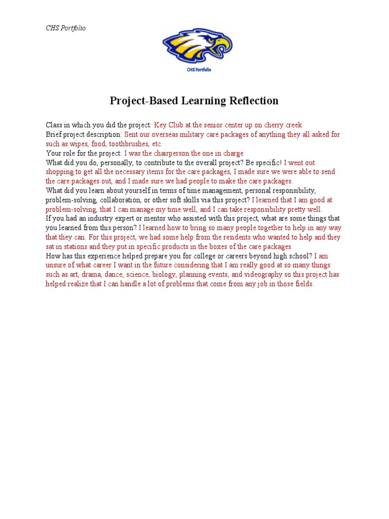 PBL Reflection | PDF