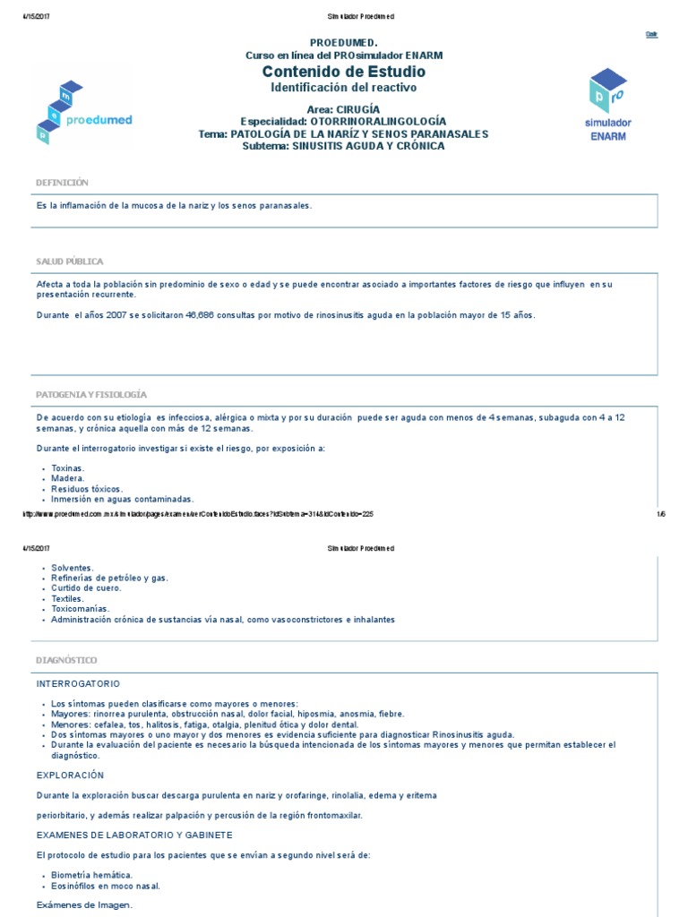 Sinusitis Aguda y Crónica | PDF | Inmunología | Salud pública