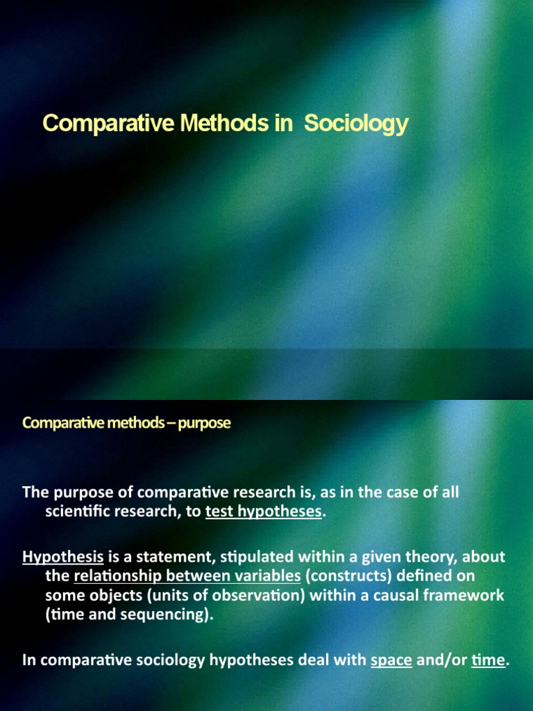 Comparative Method in Sociology | PDF | Sociology | Hypothesis
