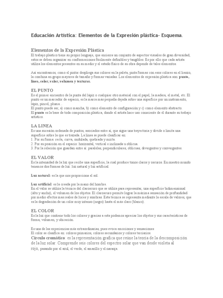 Elementos Básicos de la Expresión Plástica | PDF | Composición (artes ...