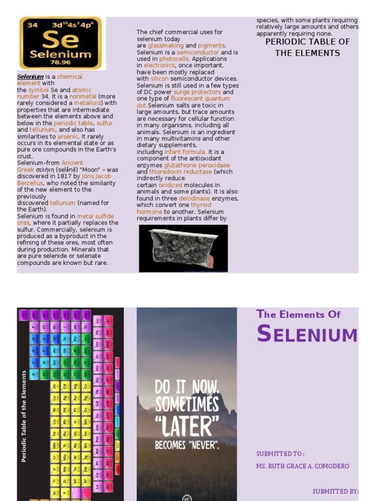 Periodic Table of The Elements: Selenium Is A | PDF | Selenium | Atoms