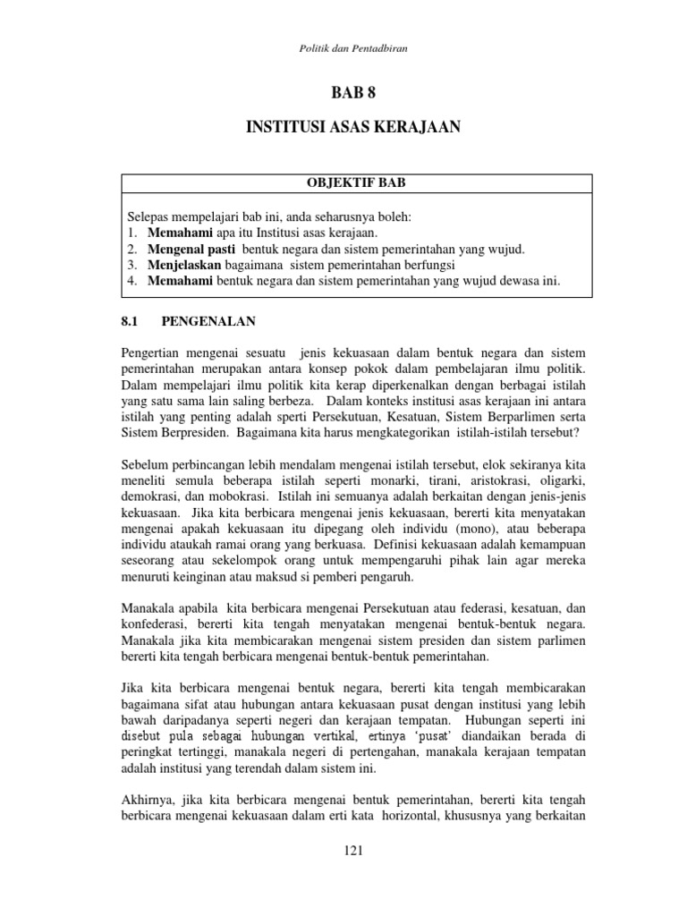 Institusi Asas dalam Politik dan Pentadbiran | PDF | Hukum