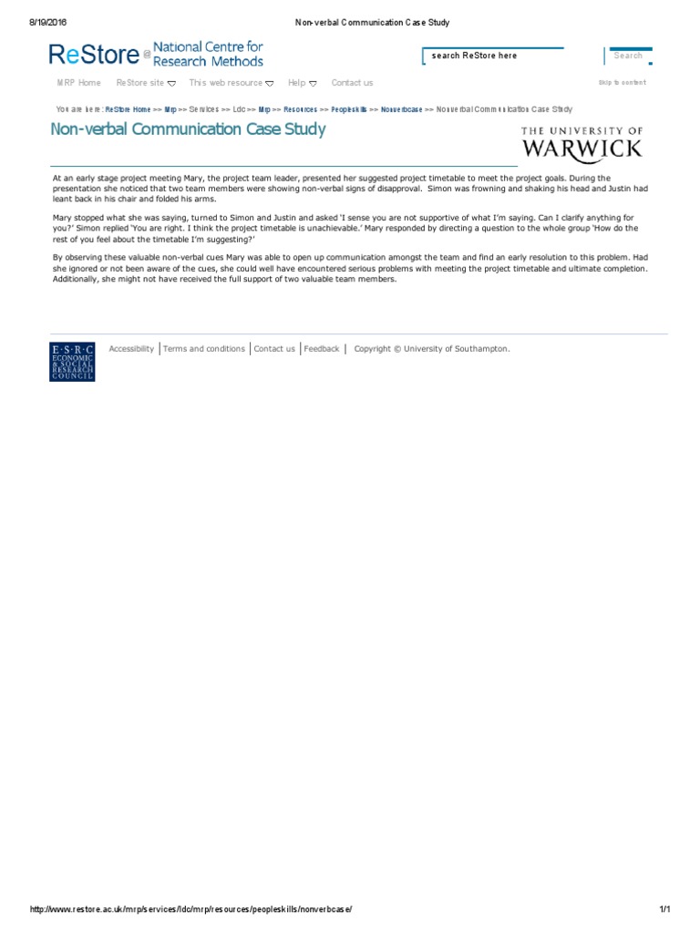 Non-Verbal Communication Case Study | PDF | Career & Growth