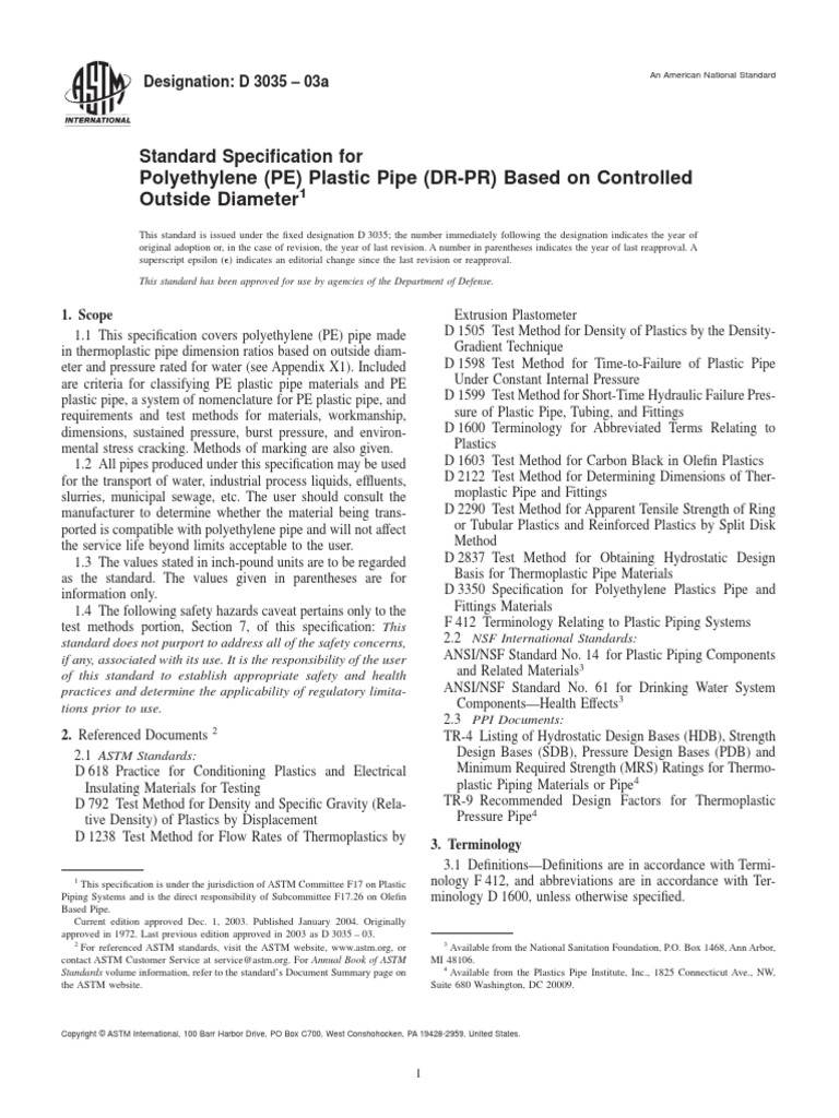 Astm D 3035 PDF | Download Free PDF | Strength Of Materials | Pipe ...