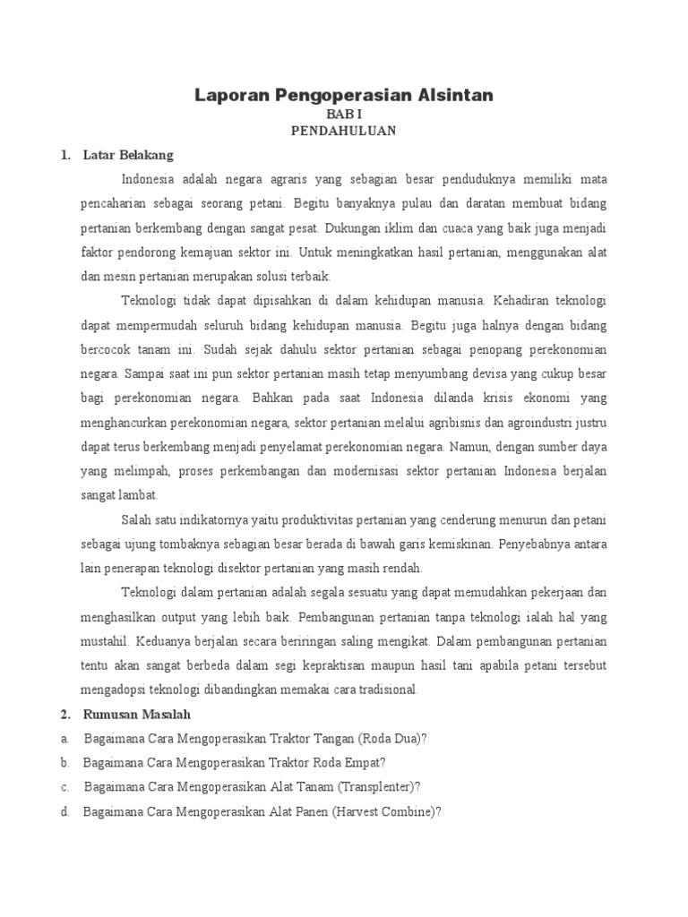 Panduan Operasi Alsintan | PDF