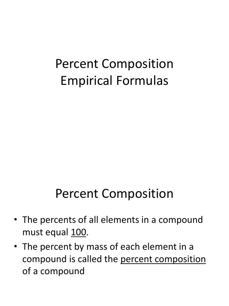 Percent Composition Empirical Formulas | PDF | Mole (Unit) | Formula