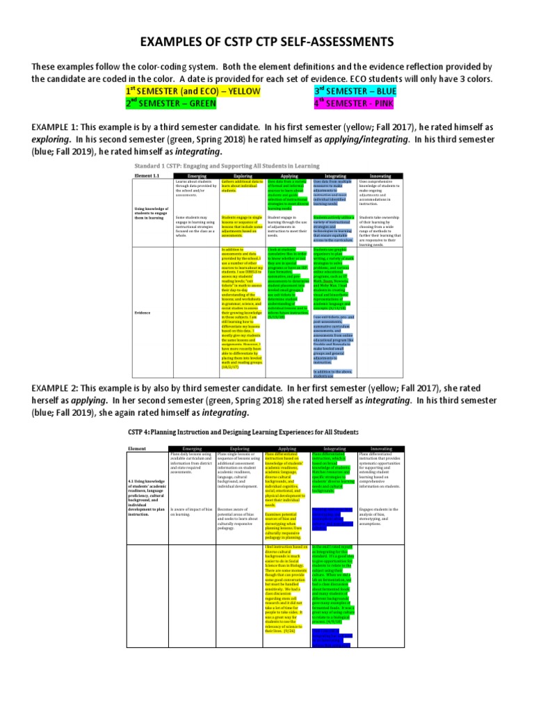 Examples of CSTP CTP Self PDF | PDF | Bias | Stereotypes