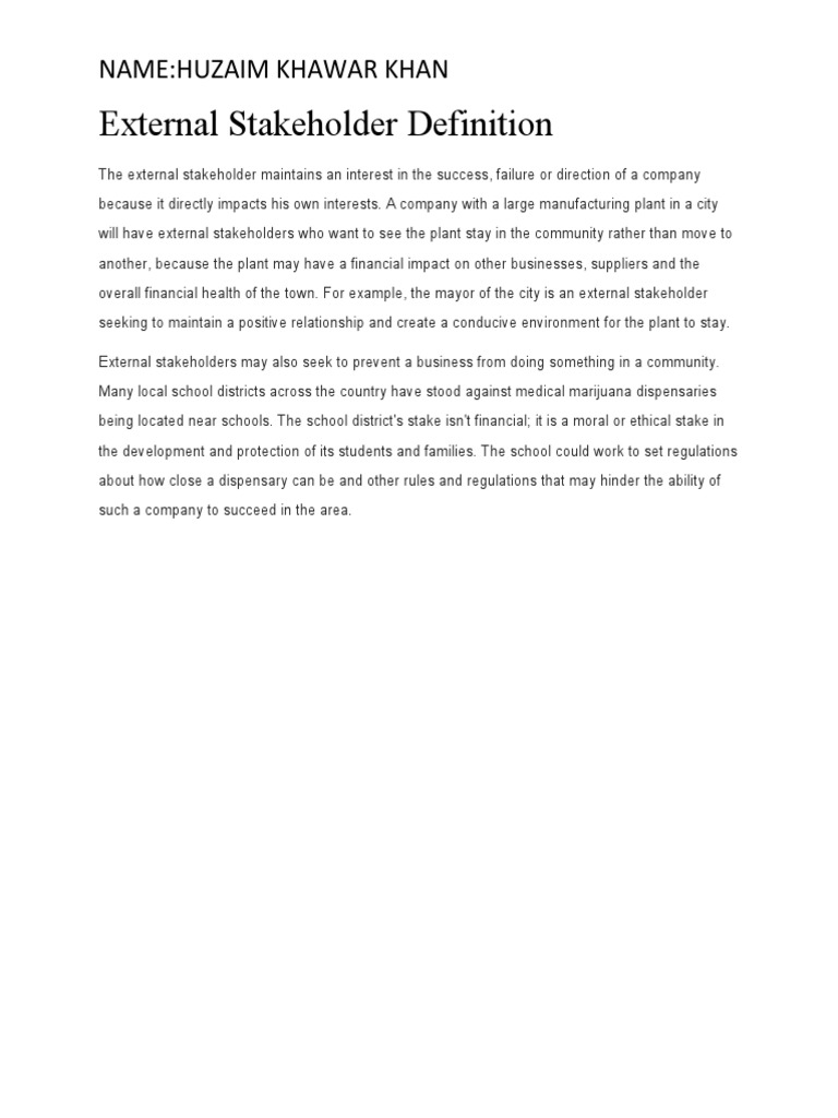 External Stakeholder Definition | PDF
