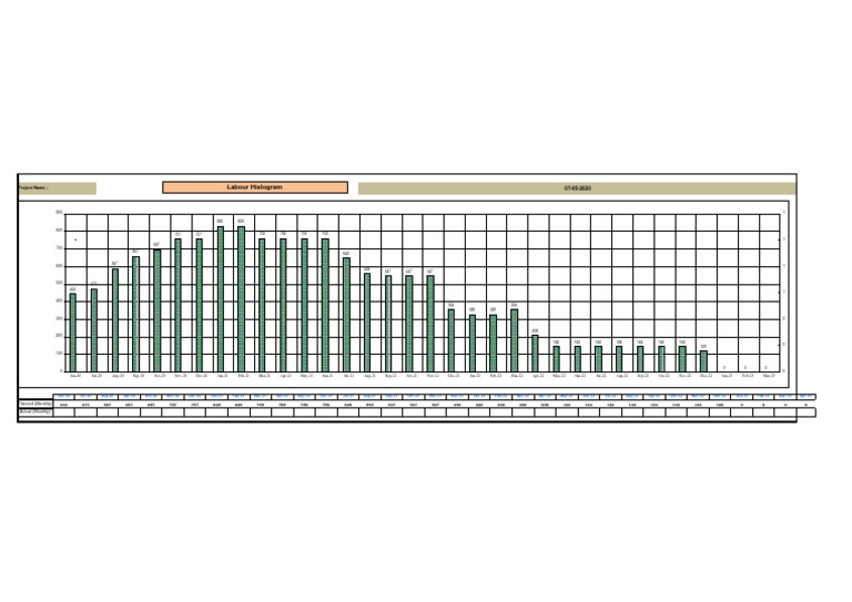 Project Labour Histogram: Monthly Planned vs Actual Staffing Levels ...