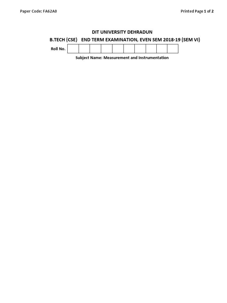 Annexure 4.2-End Term Exam Q-Paper Template | PDF | Electrical ...