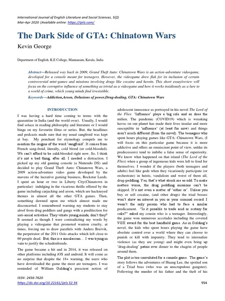 The Dark Side of GTA: Chinatown Wars | PDF | Leisure | Crime Thriller