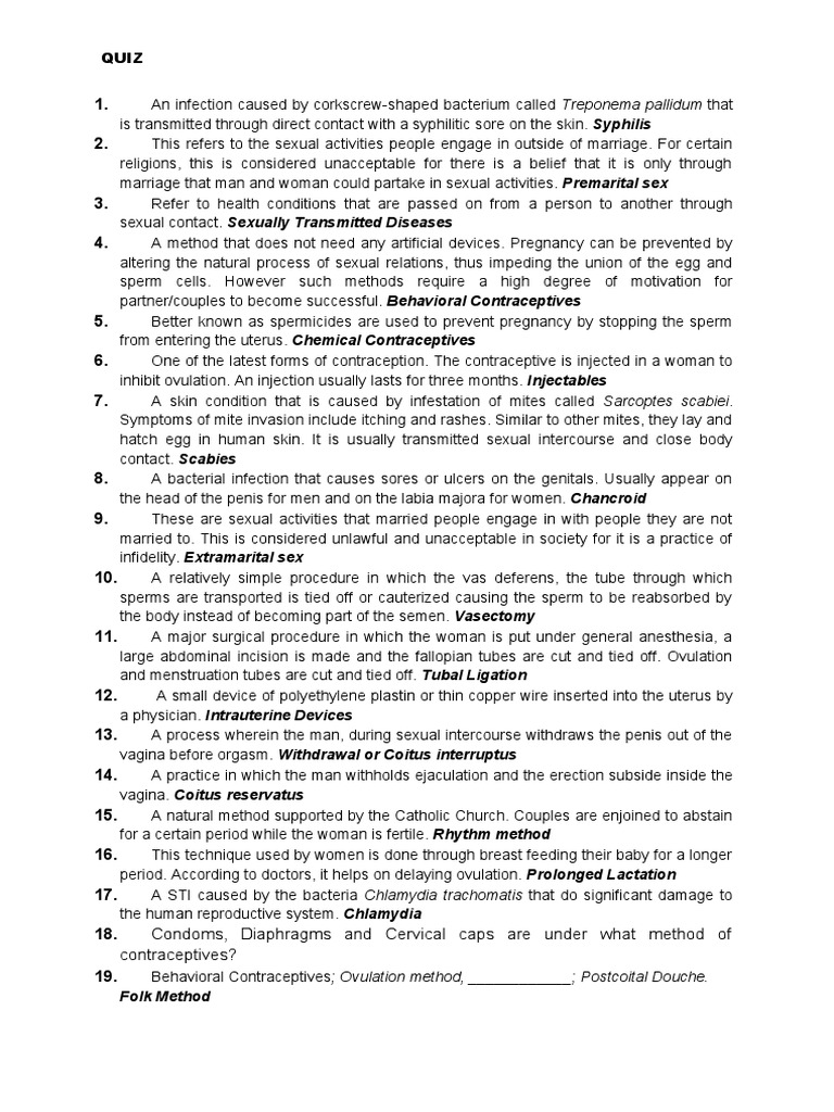 Understanding Sexual Health: A Quiz on Sexually Transmitted Infections ...