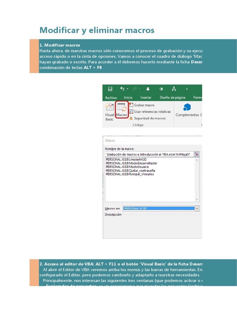 El Editor de VBA | Descargar gratis PDF | Macro (informática) | Microsoft Excel