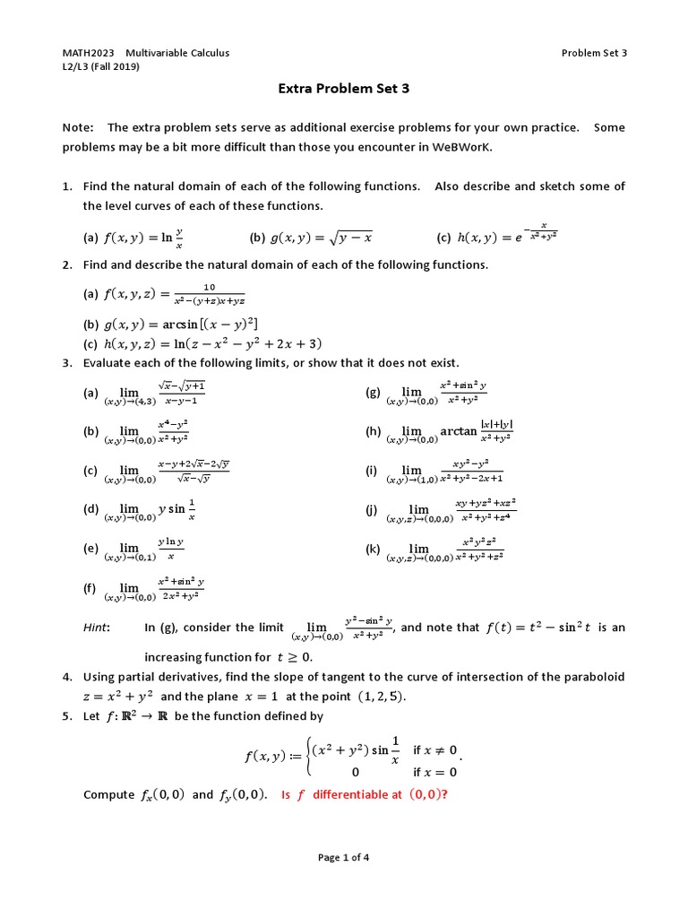 2023 Problem Set 3 | PDF | Derivative | Differential Equations