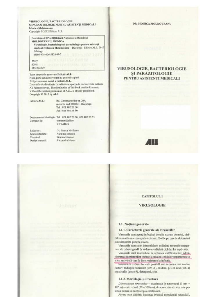 Virusologie - Bacteriologie - Si Parazitologie Pentru Asistenti Medicali - Comprimat PDF | PDF