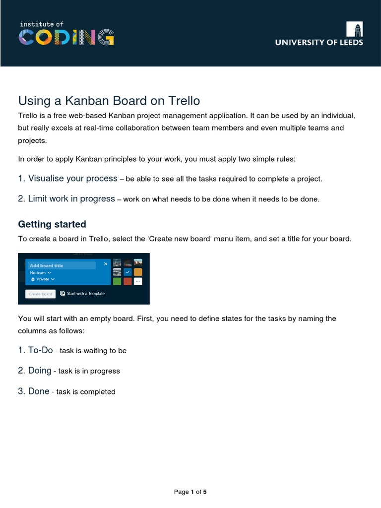 Using A Kanban Board On Trello | PDF | Business | Computing