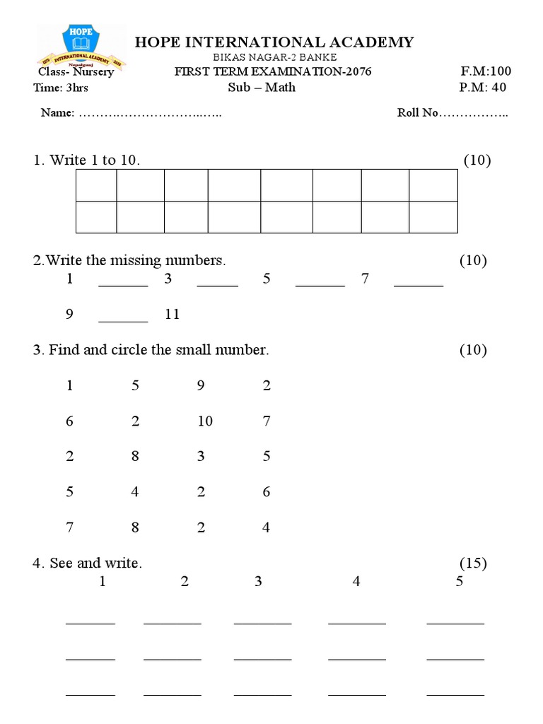 Class Nursery Maths Pdf 0143