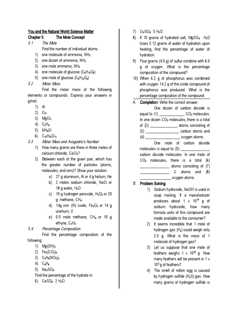Chemistry Students' Mole Guide | PDF | Ionic Bonding | Chemical Bond