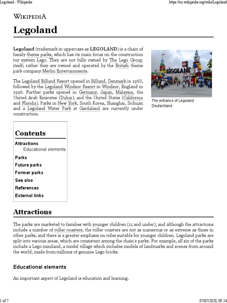 Legoland: Educational Elements | PDF | Amusement Park | Plastic Toys
