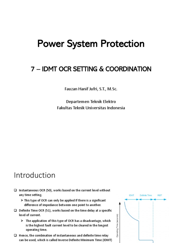 PSProtection - 7 - OCR Setting Coordination PDF | PDF | Electricity | Electromagnetism