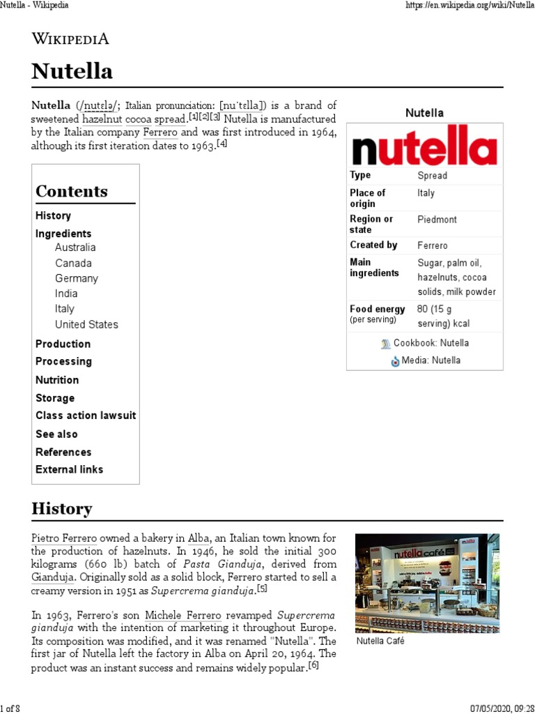 Nutella: Italian Pronunciation | Download Free PDF | Chocolate Industry ...