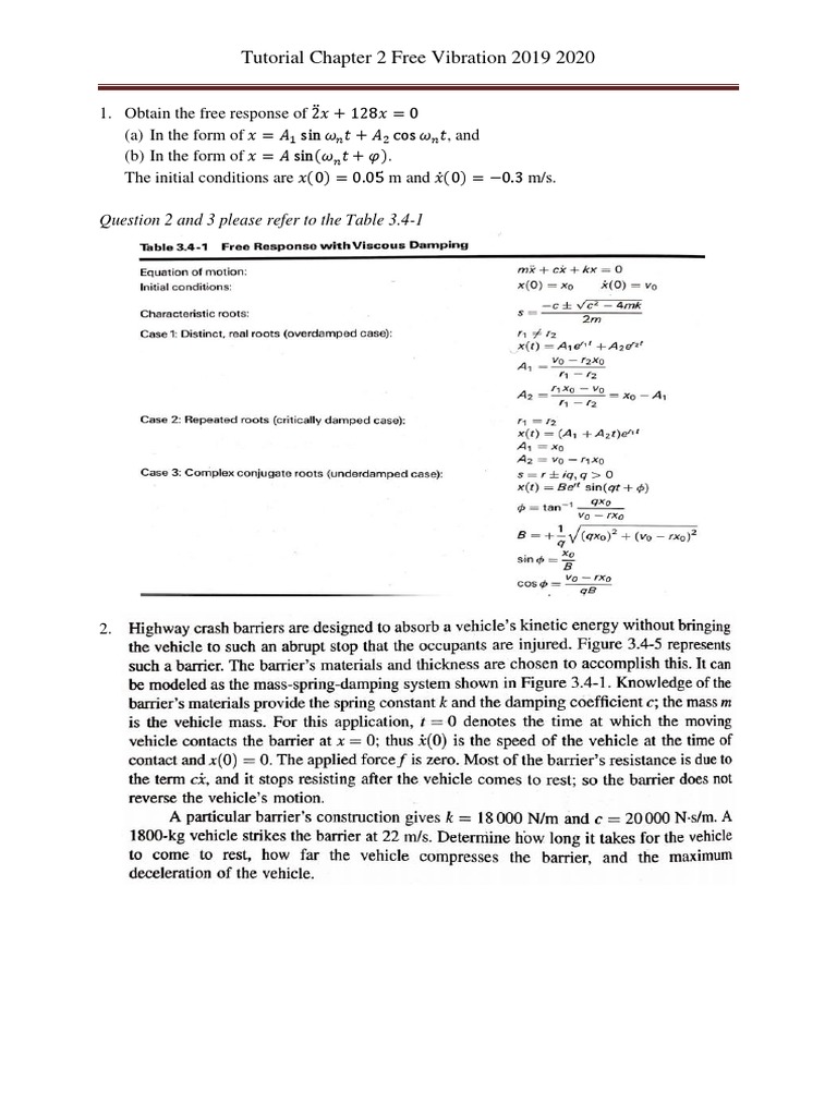 Free Vibration Analysis Tutorial | PDF | Teaching Methods & Materials ...
