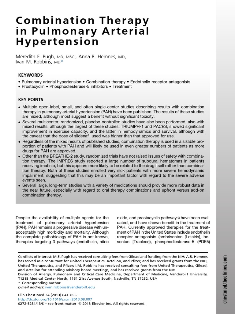 Combinationtherapy Inpulmonaryarterial Hypertension: Meredith E. Pugh ...