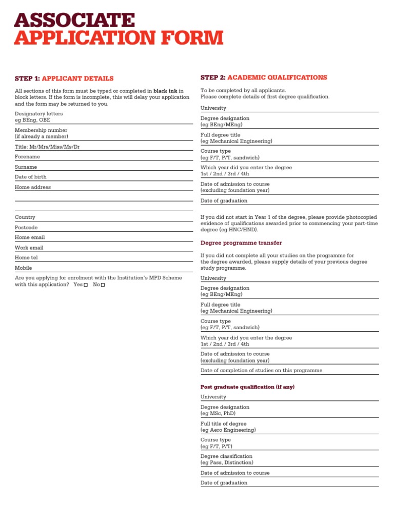 IMechE Associate Membership Application | PDF | Academic Degree ...