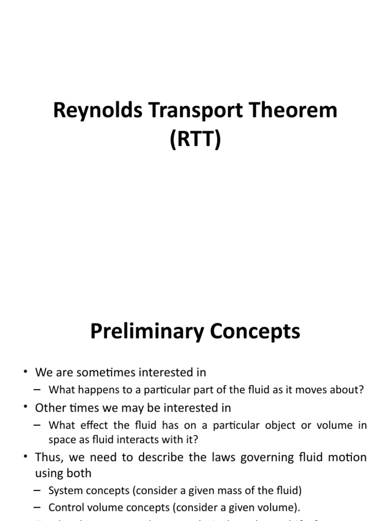 Reynolds Transport Theorem (RTT) | PDF | Volume | Derivative