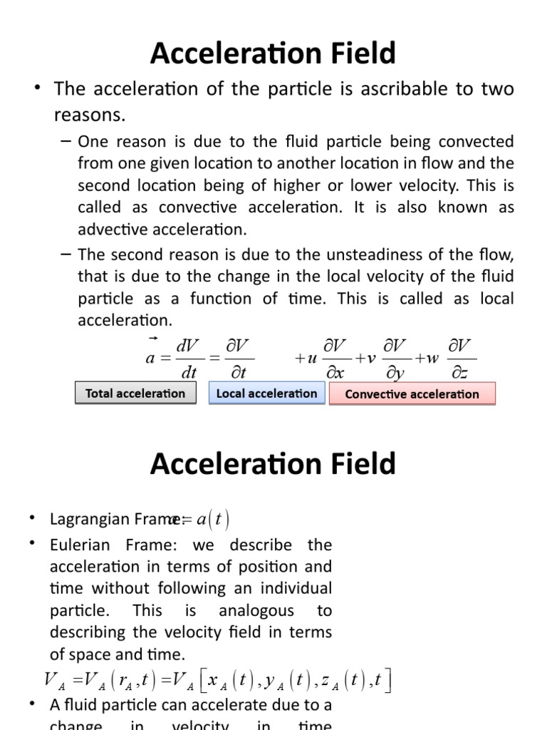 Acceleration Field: - The Acceleration of The Particle Is Ascribable To ...