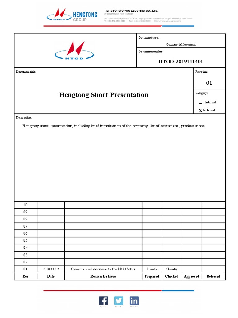 Hengtong Short Presentation | PDF | Wire | Electric Power Transmission