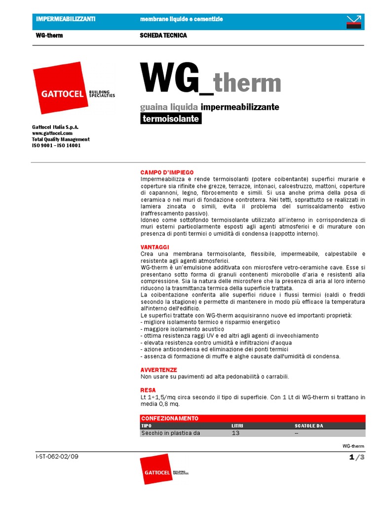 WG-therm Scheda Tecnica | PDF