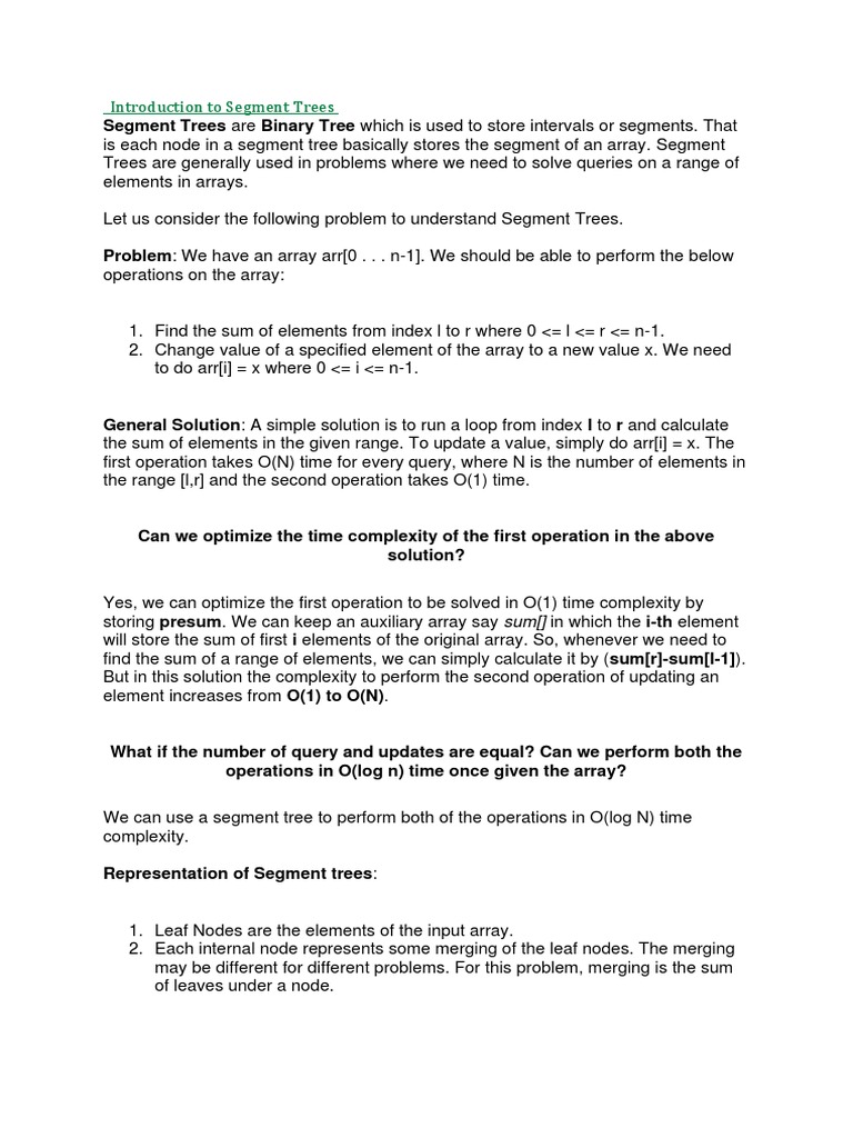 Introduction To Segment Trees | PDF | Array Data Structure | Subroutine