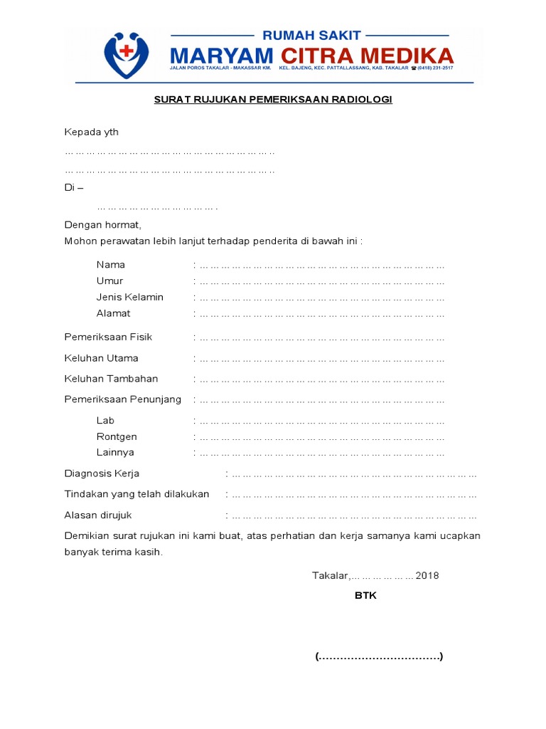 Surat Rujukan Radiologi | PDF