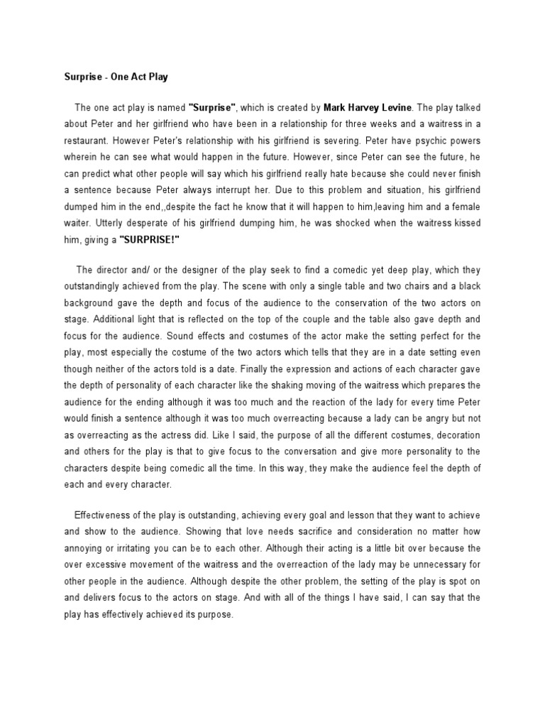 Suprise - One Act Play | PDF | Actor