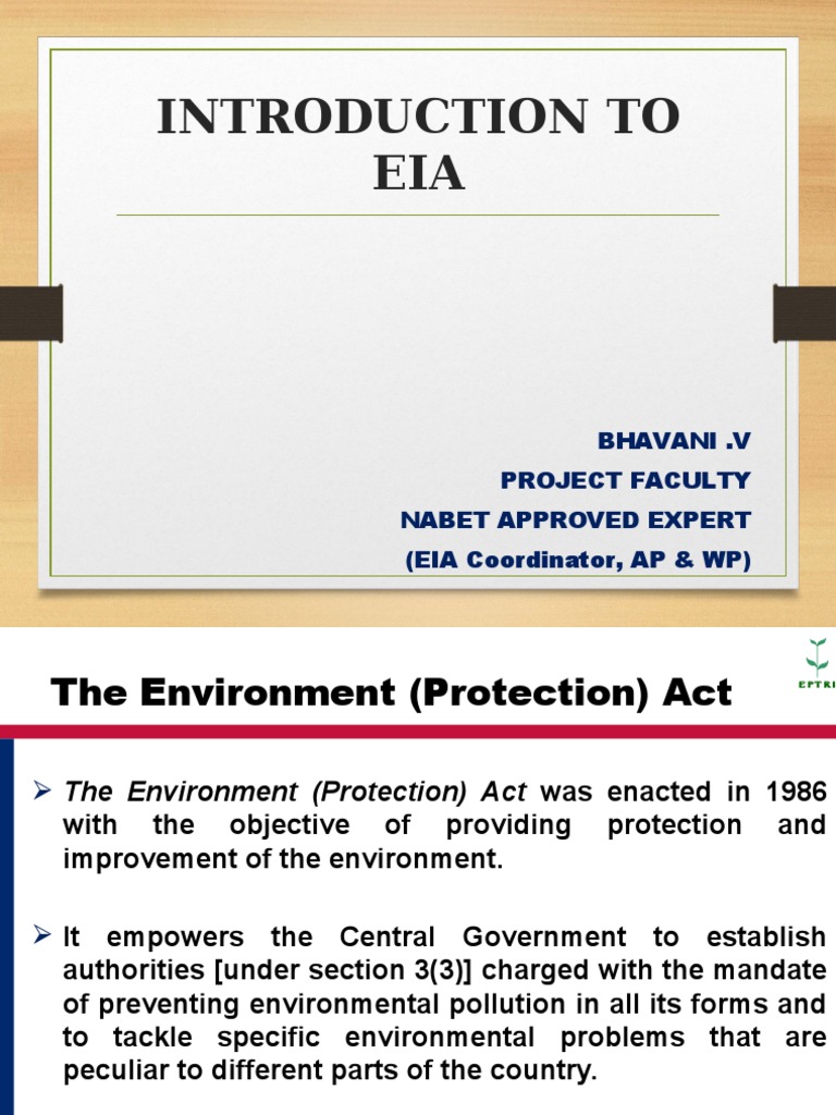 Introduction To EIA: Bhavani .V Project Faculty Nabet Approved Expert ...