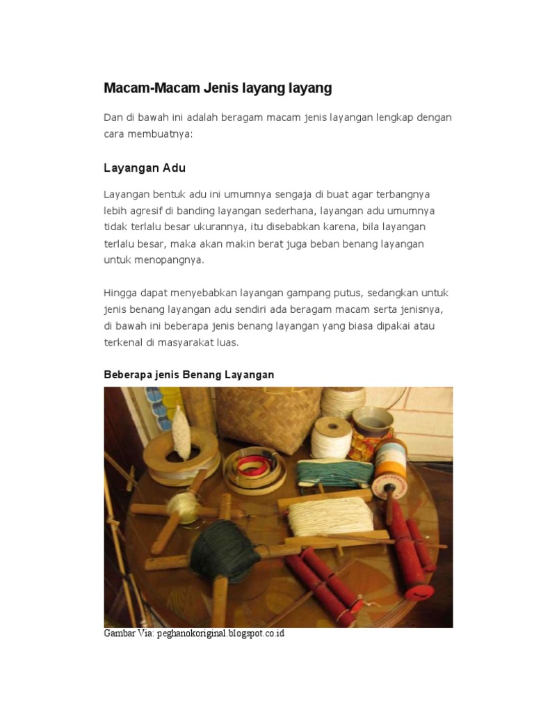 Macam Jenis Layangan | PDF