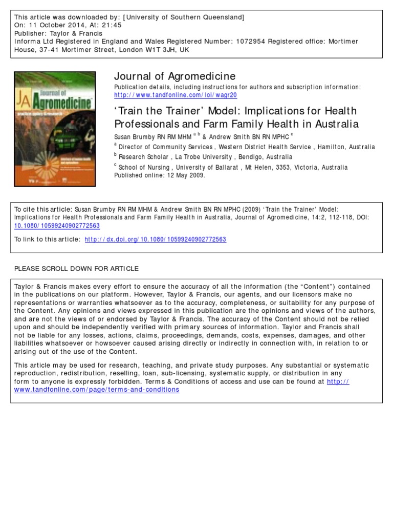Journal of Agromedicine | PDF | Nursing | Attitude (Psychology)