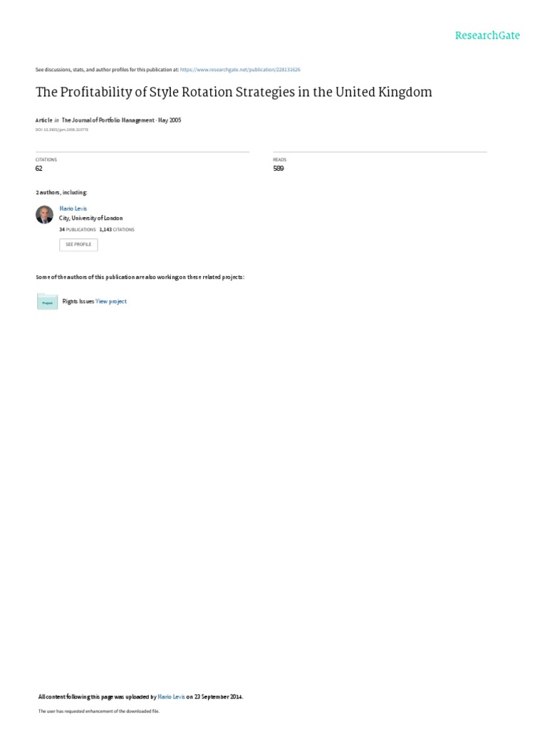 The Profitability of Style Rotation Strategies in | PDF | Ordinary ...