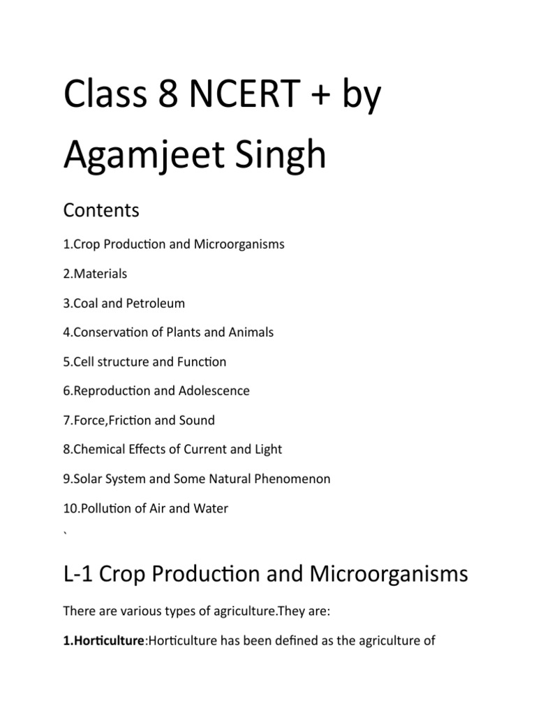 Class 8 Science NCERT + | PDF | Horticulture | Soil