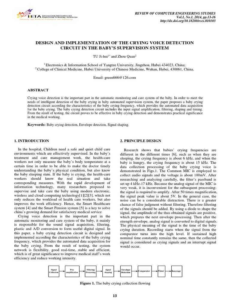 Design and Implementation of a Baby Crying Voice Detection Circuit for ...