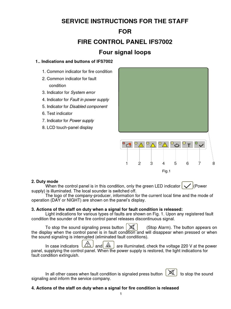 Service Instructions For The Staff FOR Fire Control Panel Ifs7002 Four ...