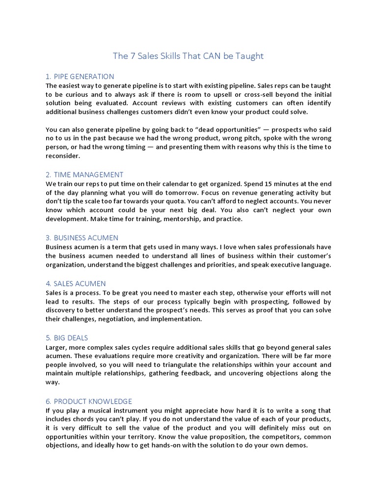 14 Sales Skills | PDF | Sales | Cognition