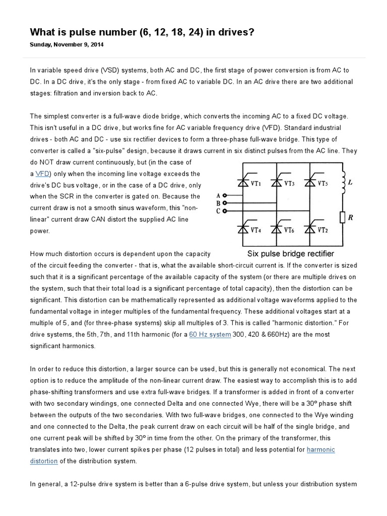 What Is Pulse Number (6, 12, 18, 24) in Drives | PDF | Alternating ...