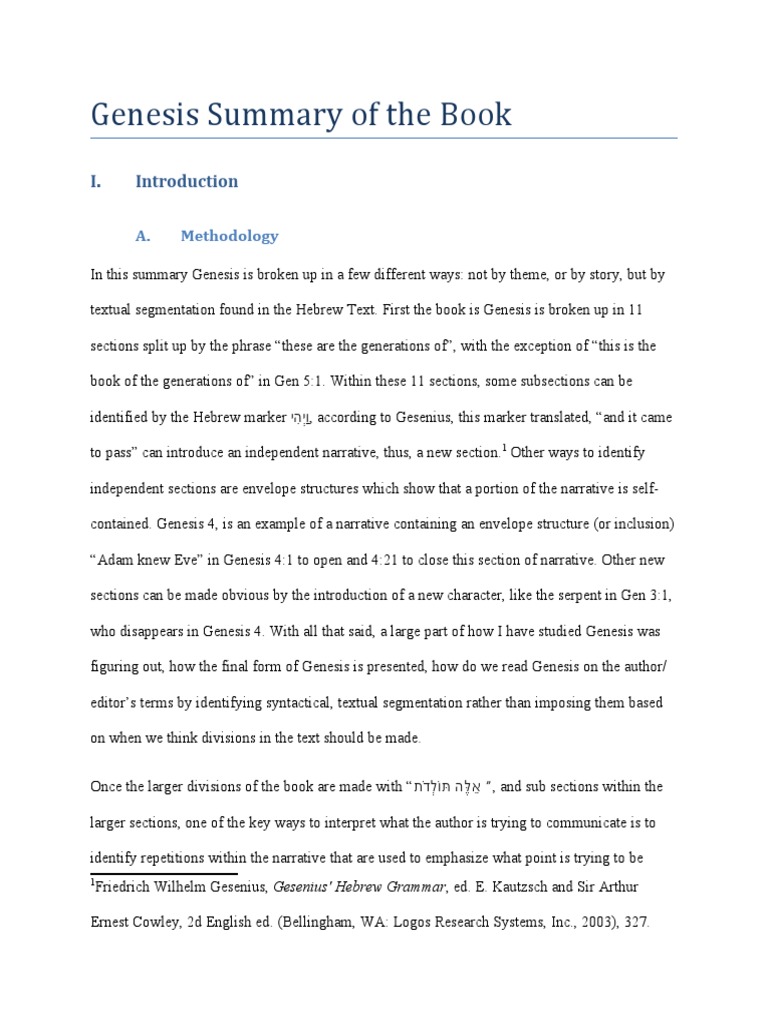 An Overview and Analysis of the Major Sections and Themes in Genesis ...