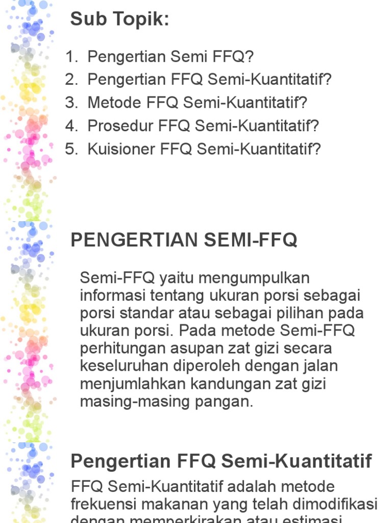 Metode dan Prosedur Semi FFQ | PDF