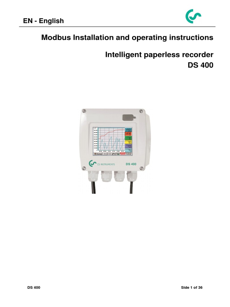 Modbus Installation and Operating Instructions Intelligent Paperless Recorder DS 400 | PDF ...