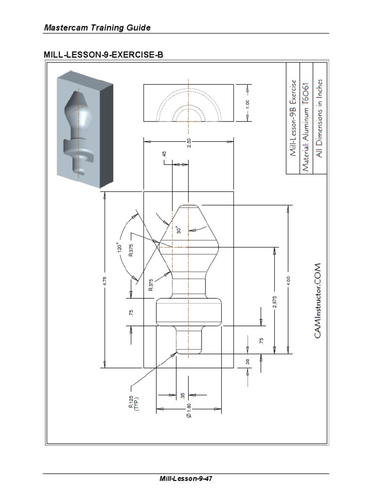 Mill-Lesson-9-Exercise-B: Mastercam Training Guide | PDF